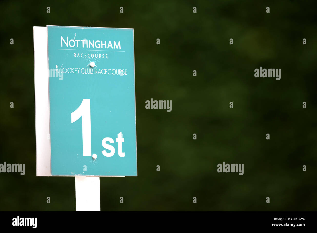 General view of the 1st place sign in the winner's enclosure at ...