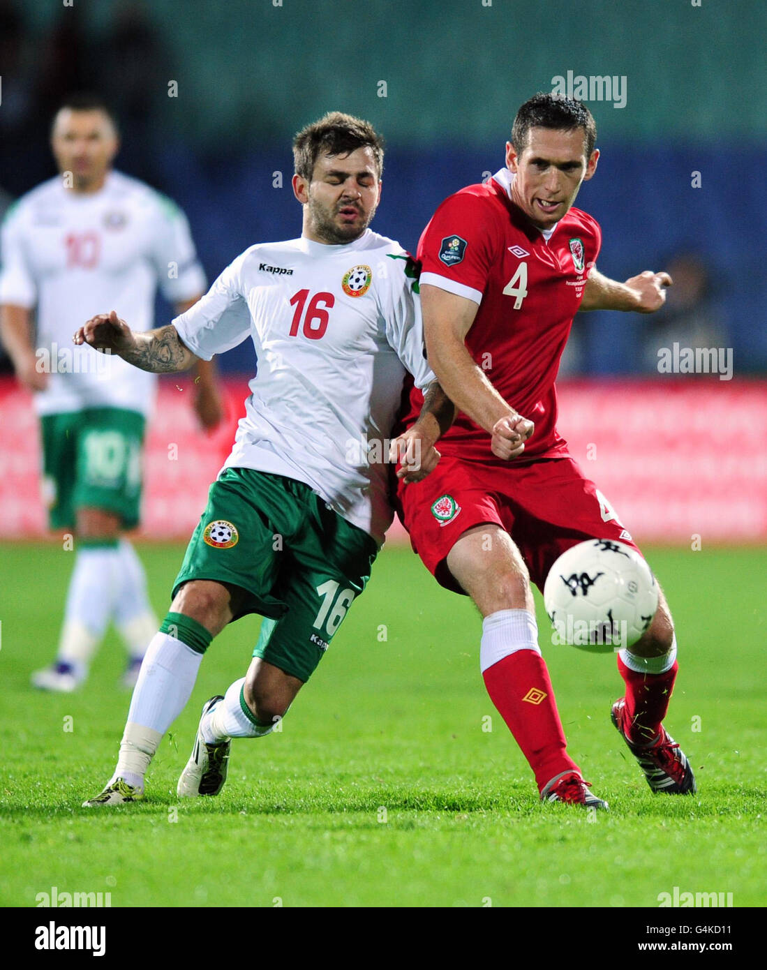 Wales' Andrew Crofts (right) and Bulgaria's Valeri Bojinov battle for ...