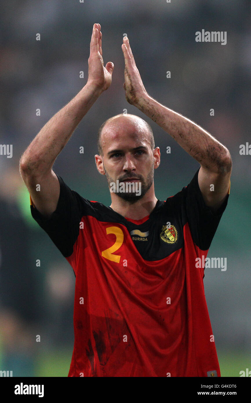 Belgium's Laurent Ciman applauds the travelling support Stock Photo - Alamy