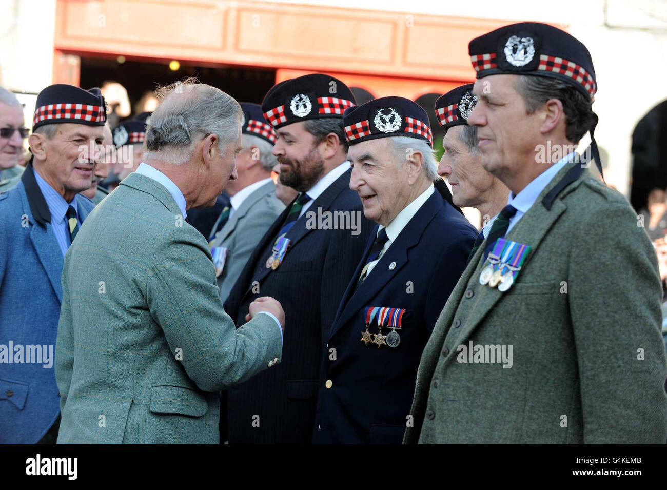 The Prince of Wales meeting retired service personnel as he arrives to ...