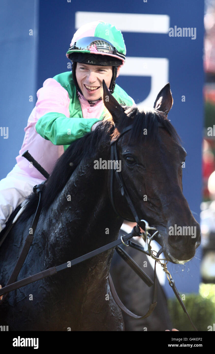 Jamie Spencer celebrates winning the Qipco British Champions Long ...