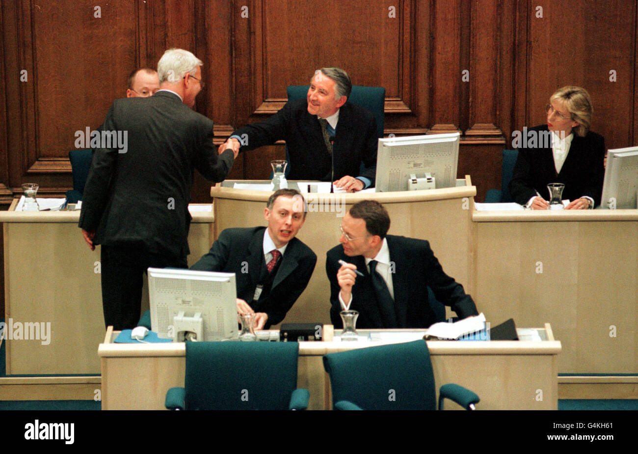 Lord Steel is congratulated on his election as Presiding Officer of the ...
