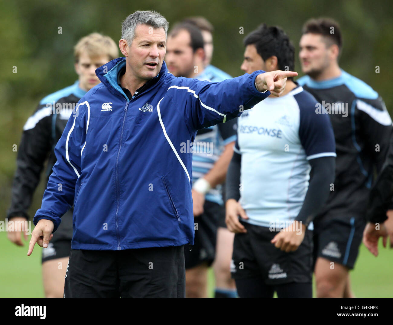 Glasgow warriors coach sean lineen training session strathallan school ...