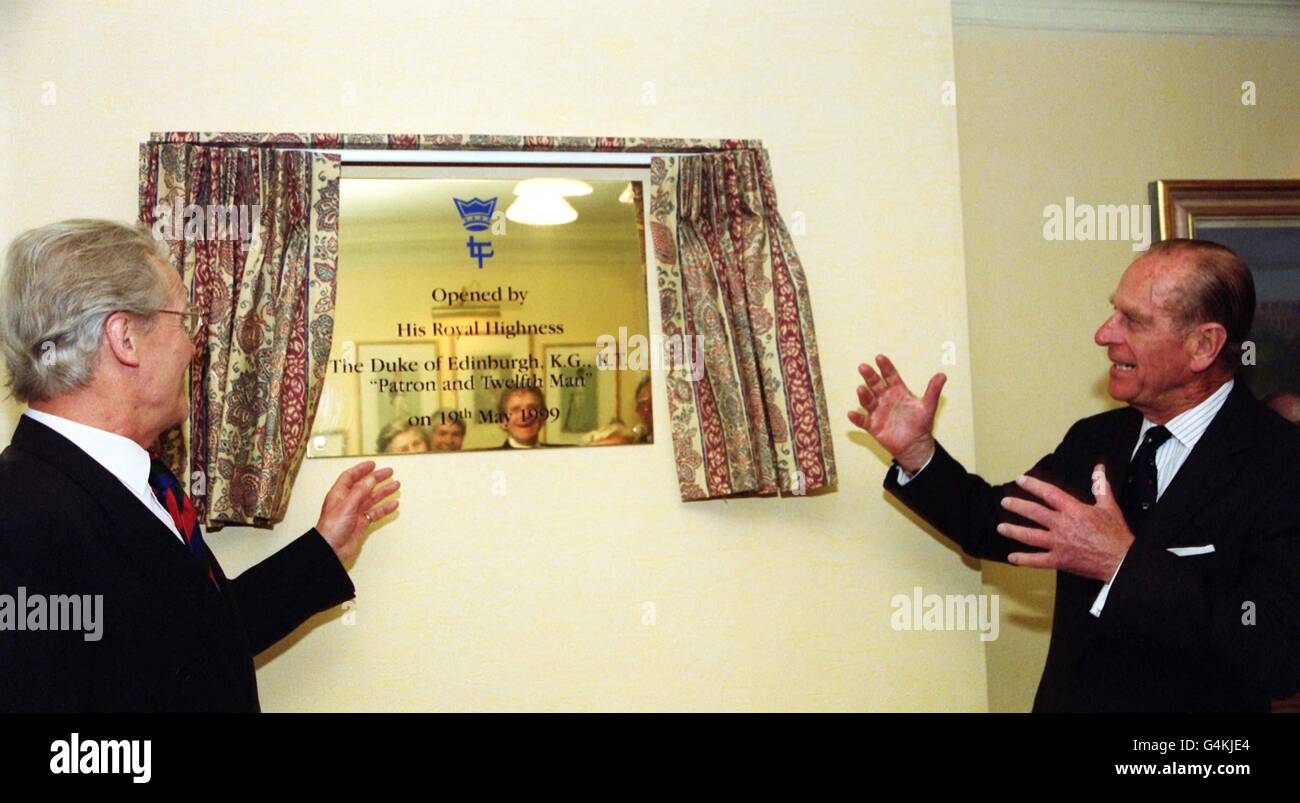 Duke of Edinburgh, Patron and Twelfth Man, with chairman John Bromley ...