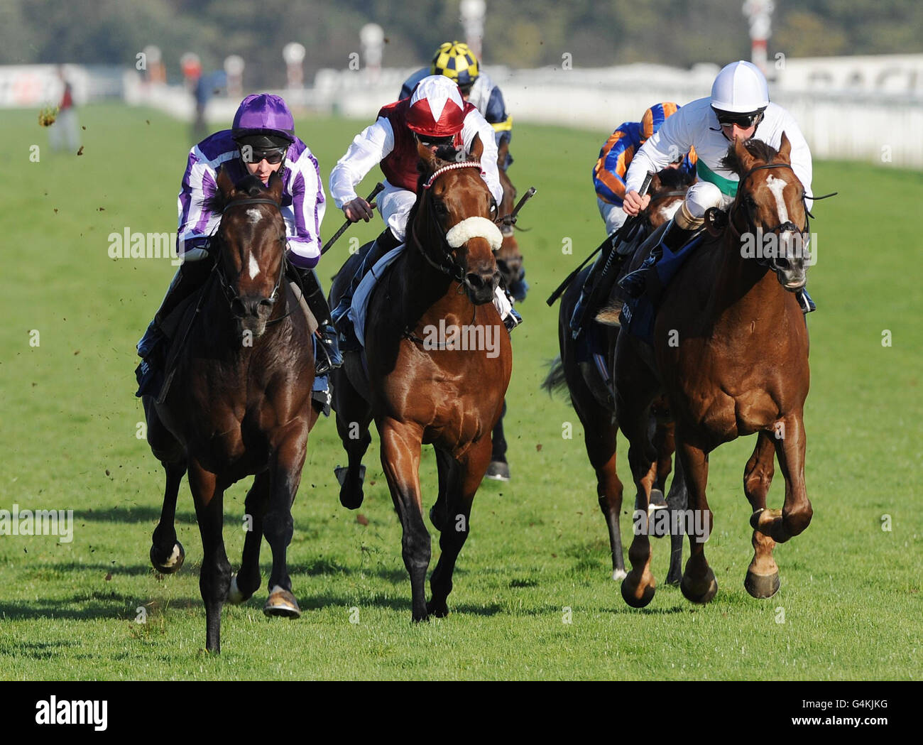 Camelot ridden by Joseph O'Brien (left) wins the Racing Post Trophy ...