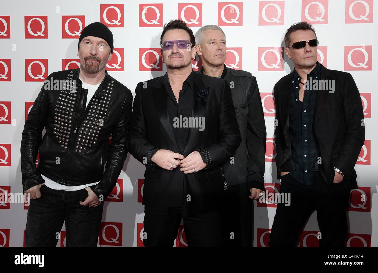 (left to right) The Edge, Bono, Adam Clayton and Larry Mullen, Jr. of ...