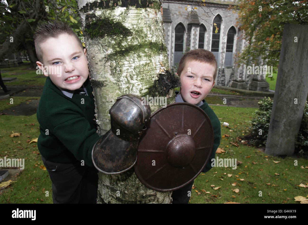 Darragh Donegan (left) and Conor Hanlon from Francis Street CBS take ...