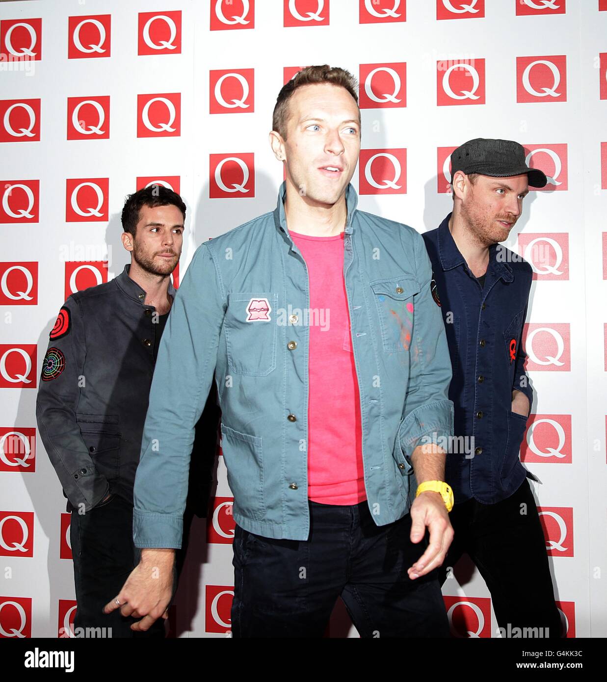 Chris Martin (centre), Jonny Buckland (right) and Guy Berryman (left ...