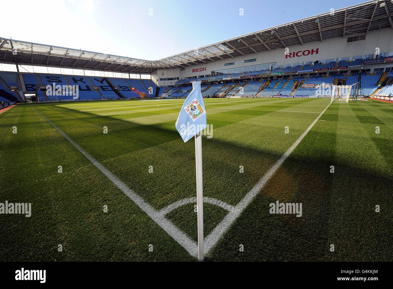 Stadium ground internal inside seats stand stands flag corner ...