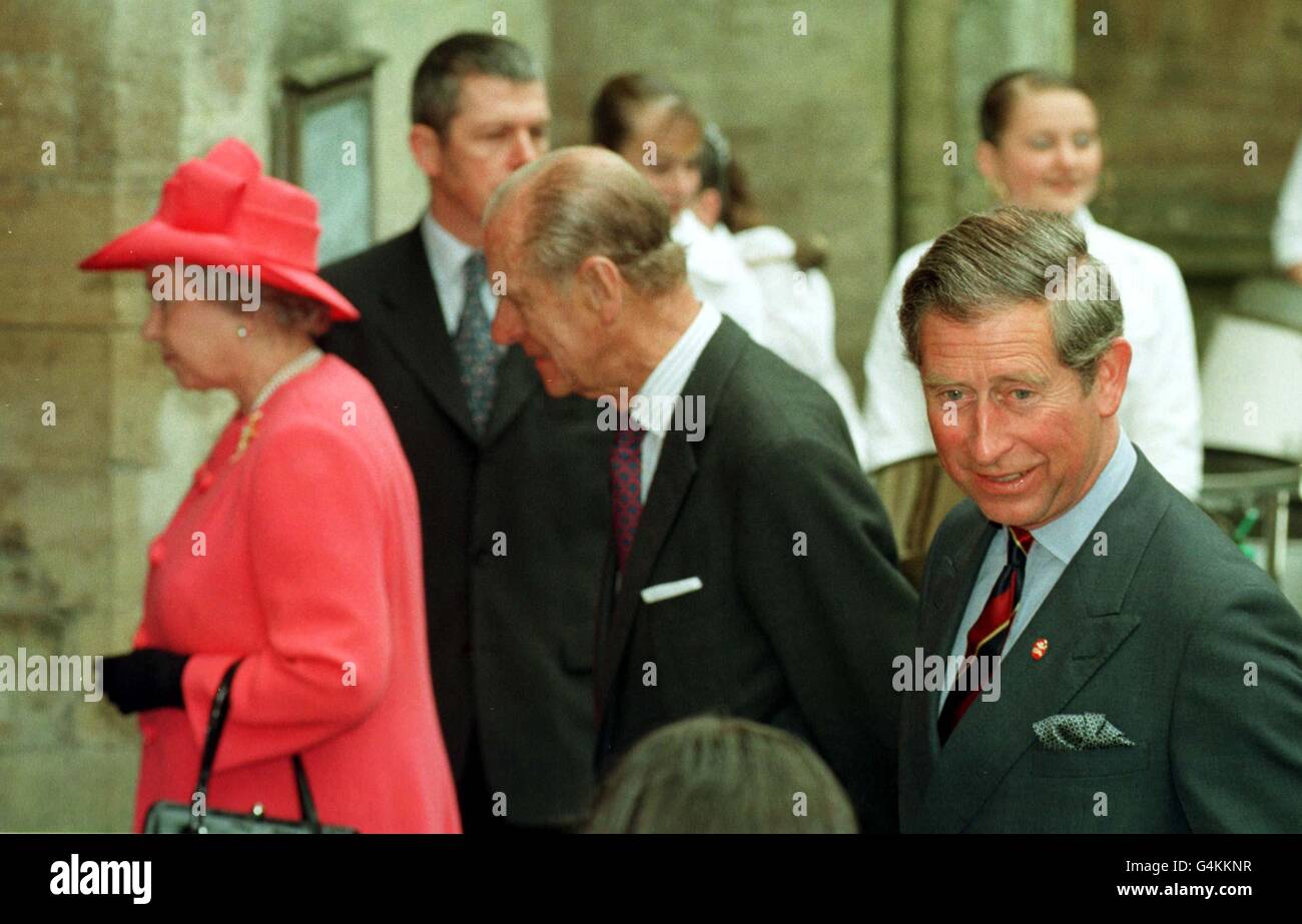 The Queen with the Duke of Edinburgh and Prince of Wales arrive at ...