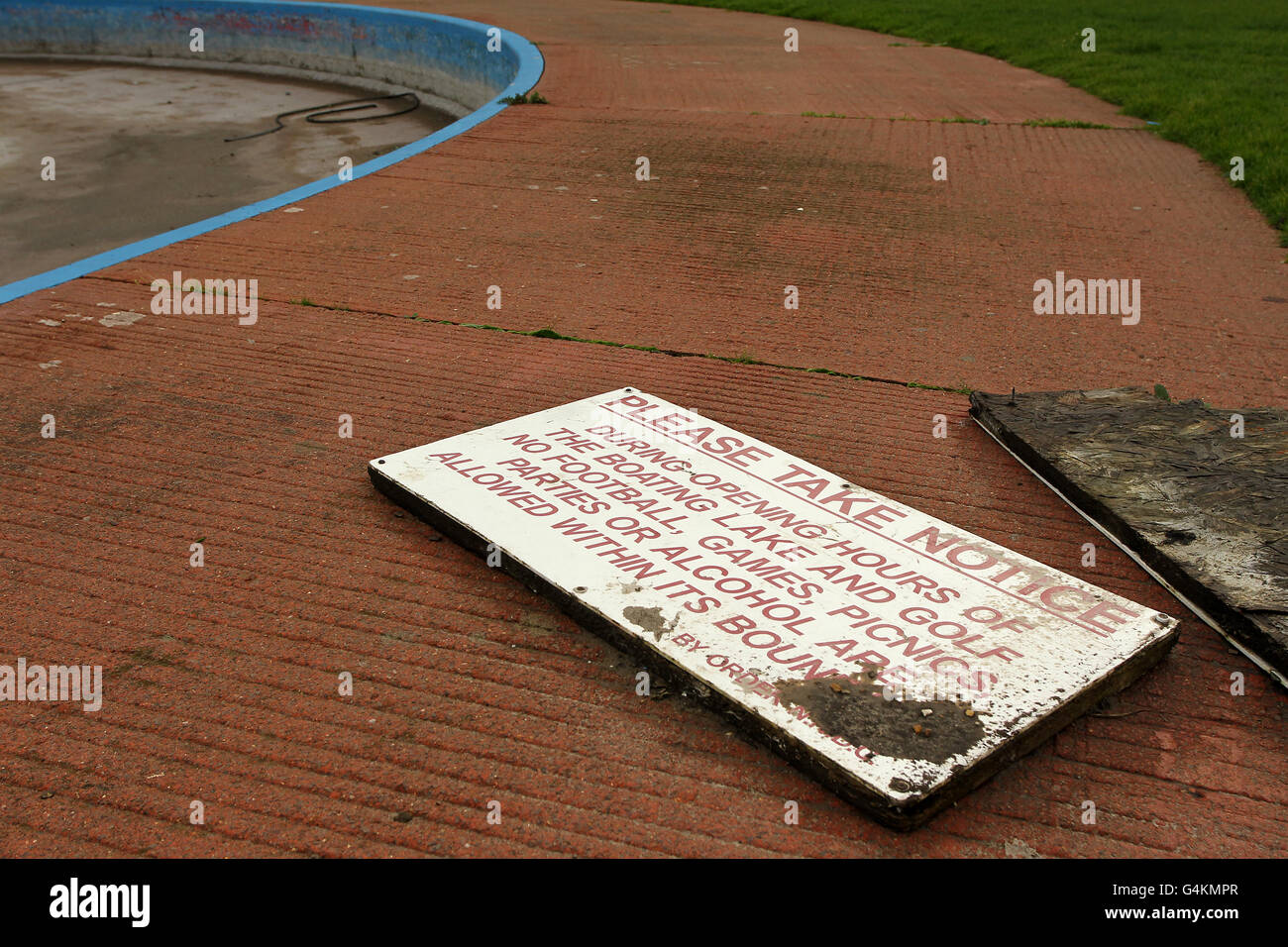 North Norfolk Coastal Views - Cromer. A broken sign in an empty boating ...