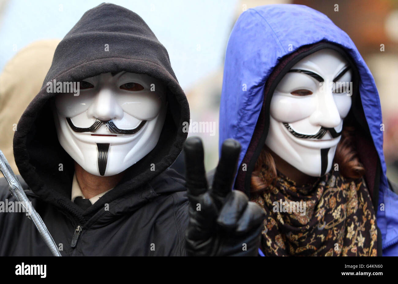 Anti-capitalist protesters wearing masks outside St Paul's Cathedral in ...