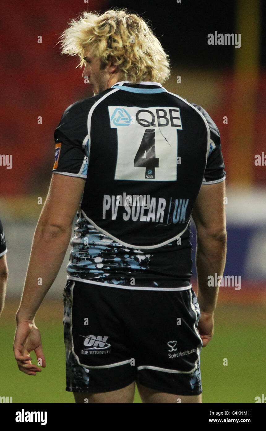 A rear view of the shirt on Glasgow Warriors' Richie Gray during the ...