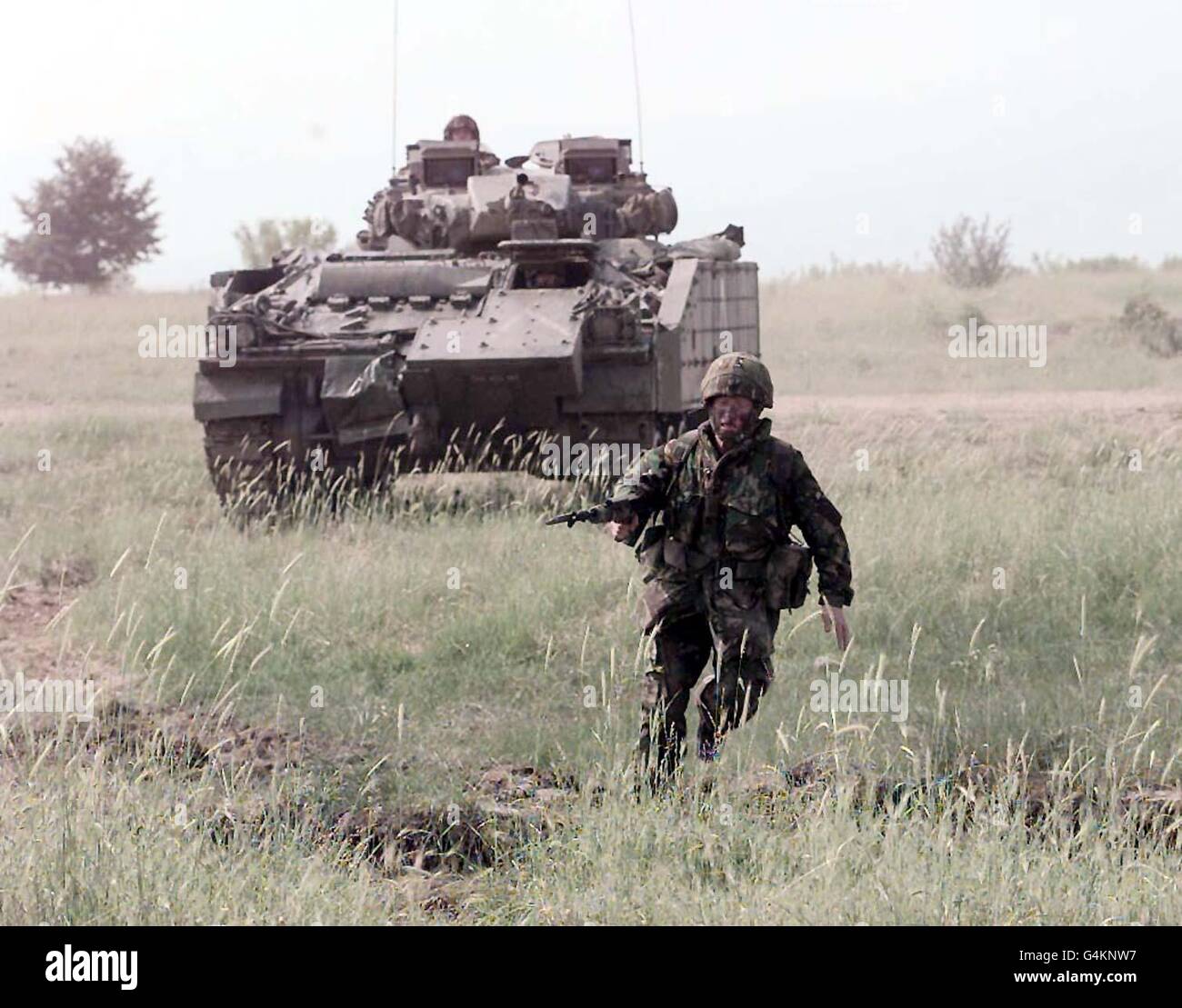 Troops practice during training at the base of the 1st Battalion Irish ...