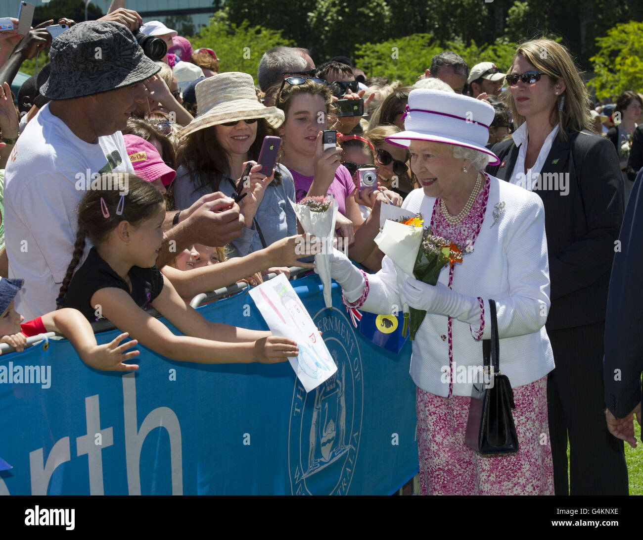 Queen Elizabeth II attends the Great Aussie Barbecue in Perth, Western ...