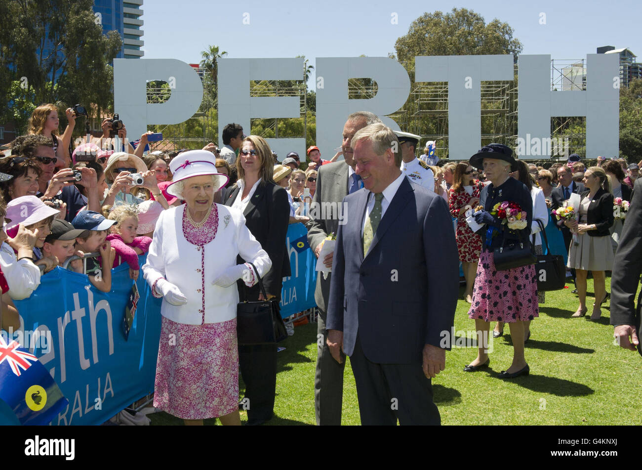 Queen Elizabeth II attends the Great Aussie Barbecue in Perth, Western ...