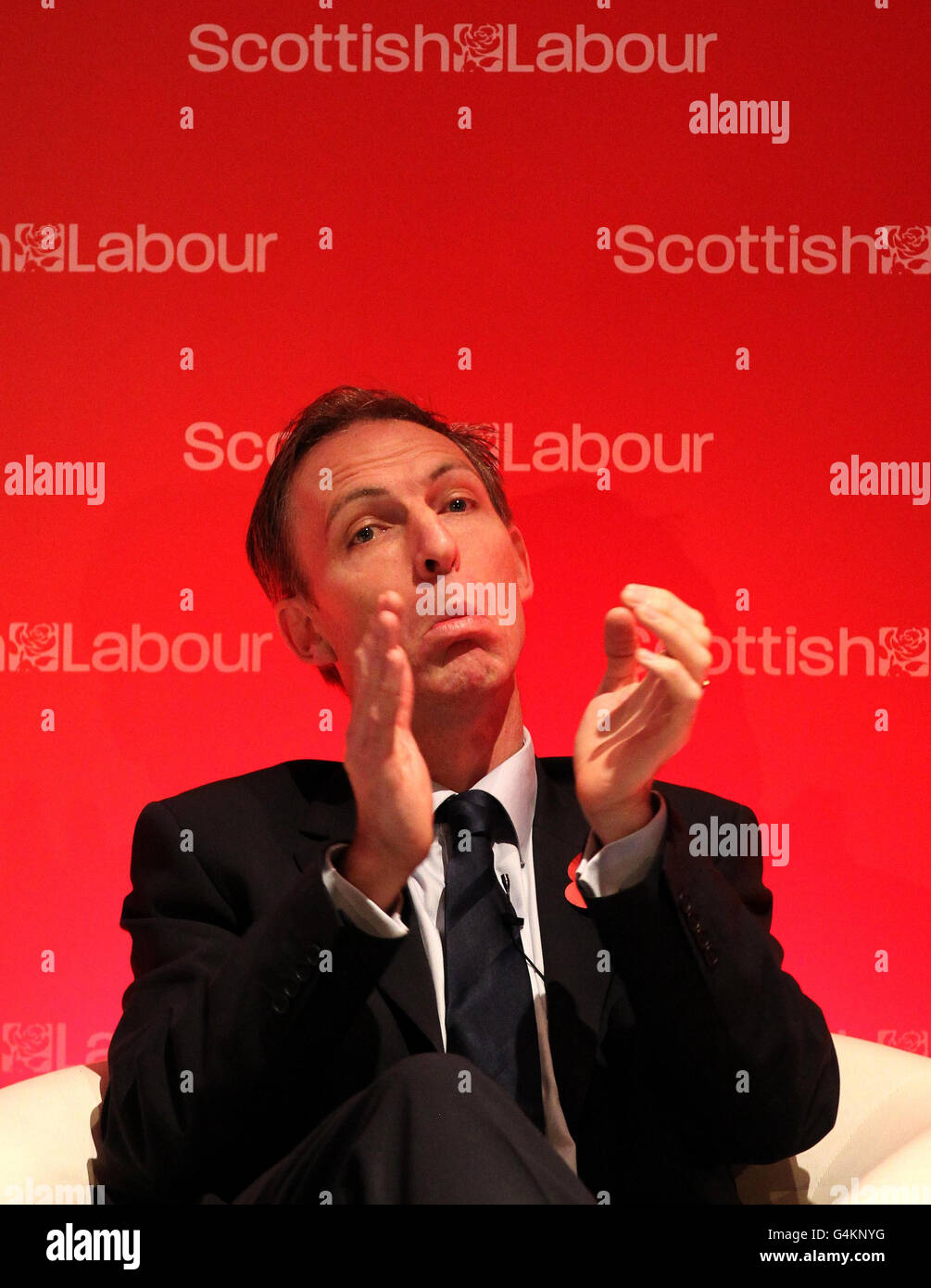 Shadow Defence Secretary Jim Murphy speaking at the Royal Concert Hall ...