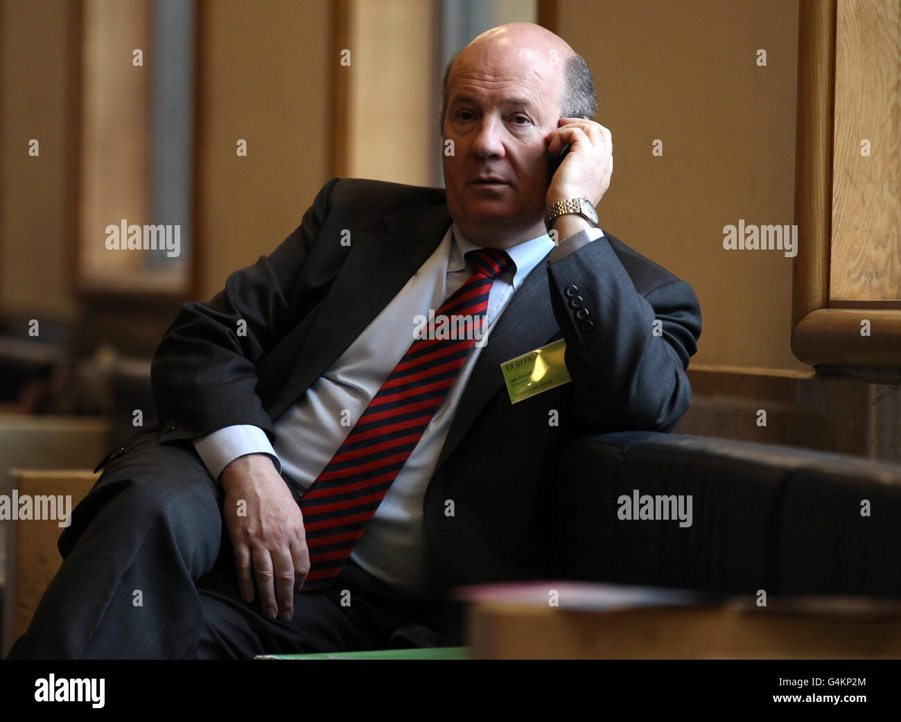 Scottish Labour deputy leadership candidate Ian Davidson on the phone ...