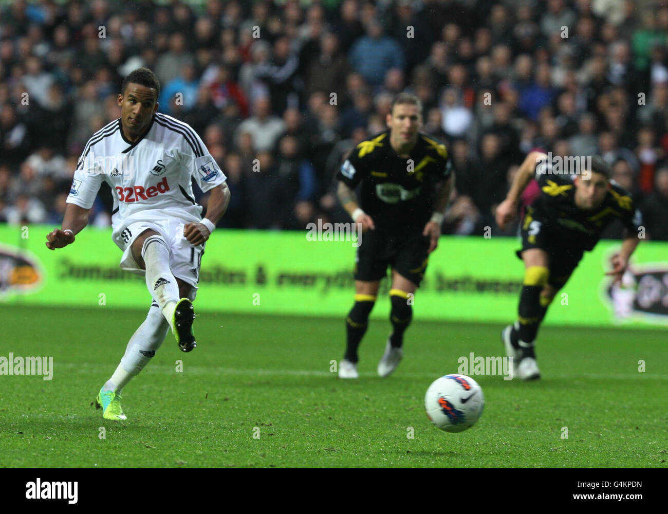 Swansea City's Scott Sinclair scores his sides second goal from the ...