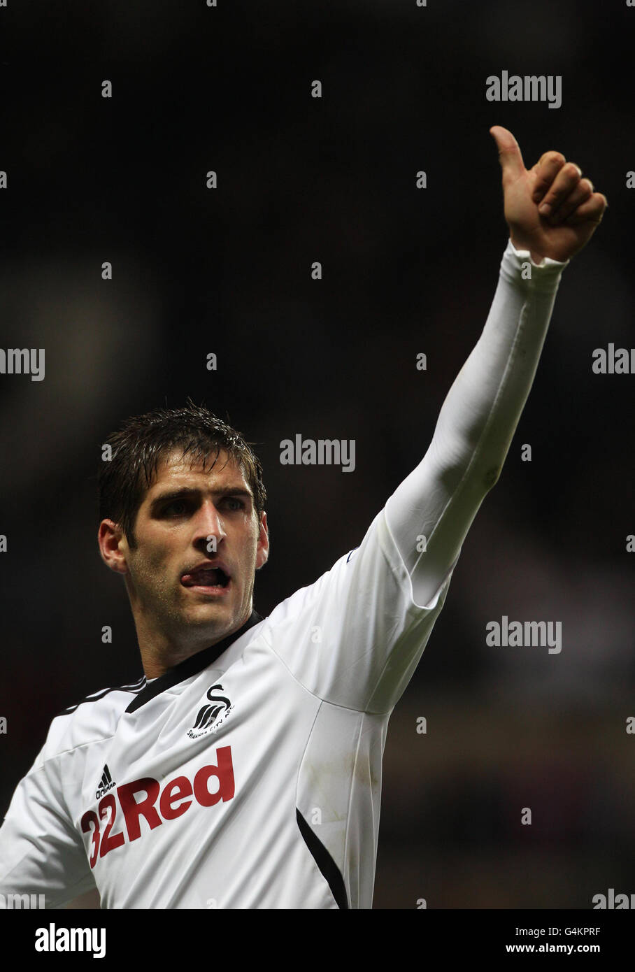 Swansea City's Danny Graham celebrates scoring his sides third goal ...