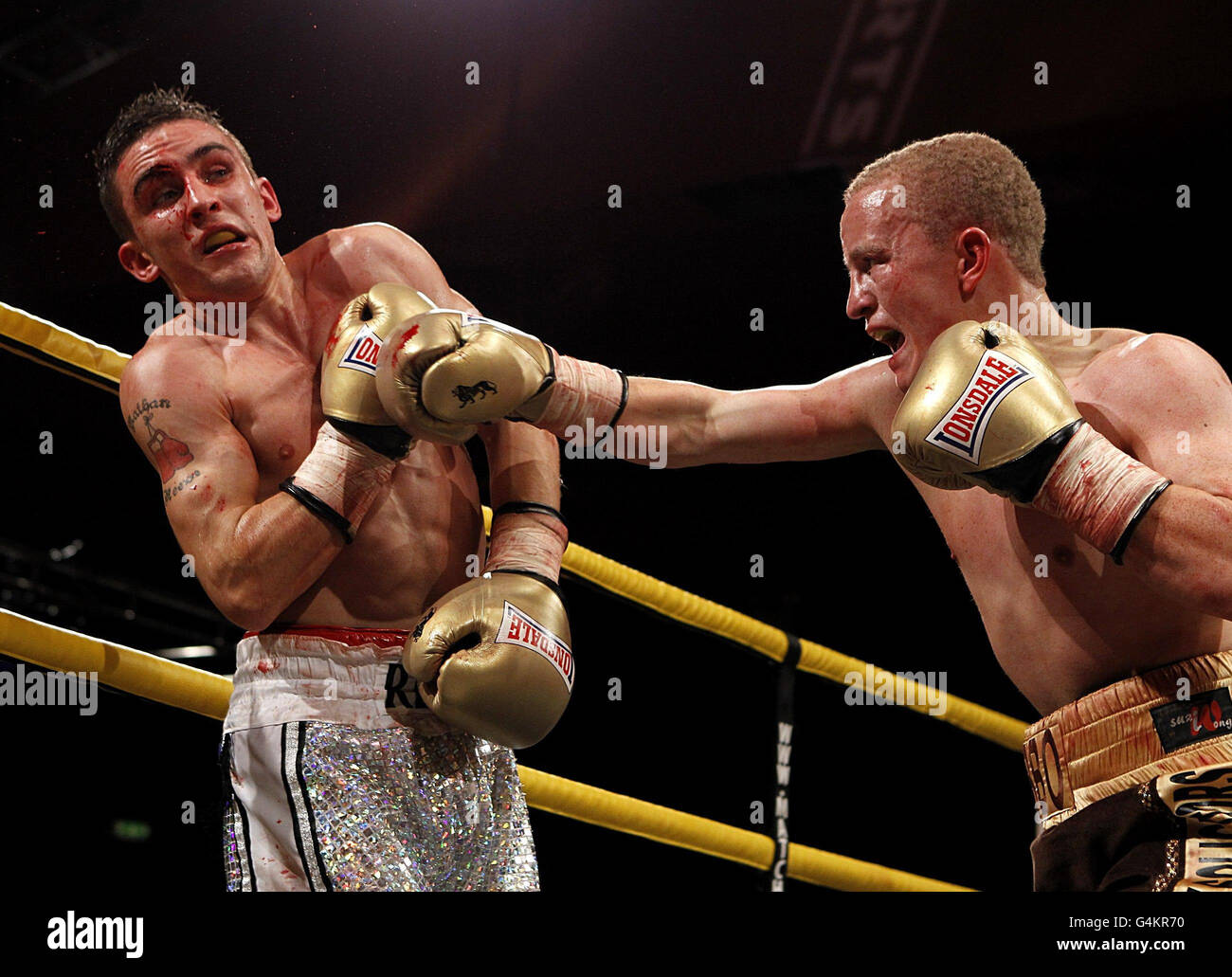 Nathan Reeve (left) in action against Mike Robinson during there ...