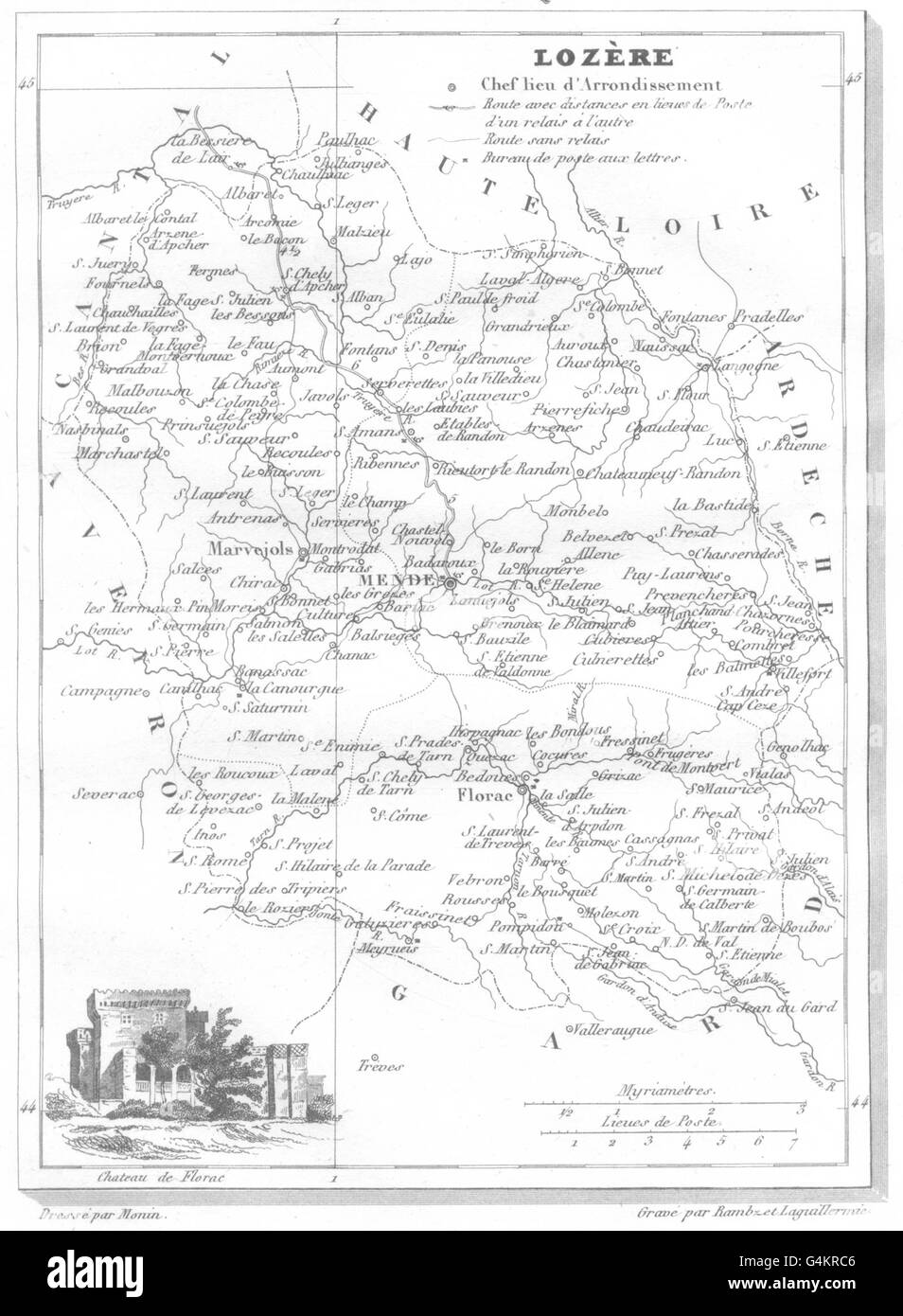 Map of lozere Black and White Stock Photos & Images - Alamy