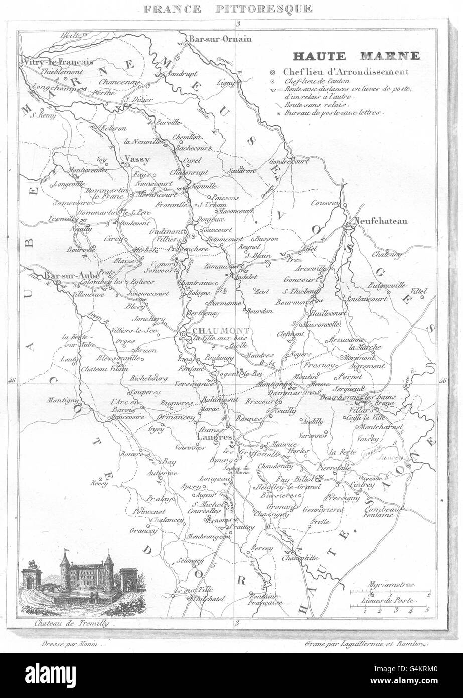 HAUTE-MARNE: Département de la Haute-Marne, 1835 antique map Stock ...