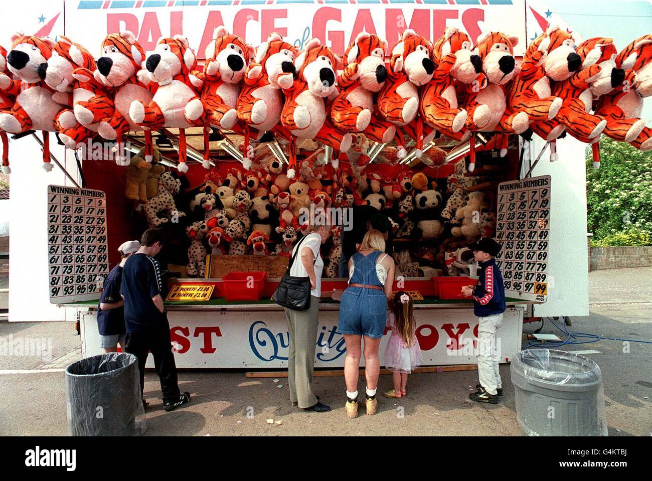 A fairground stall at the traditional May Day "Stilton cheese-rolling ...