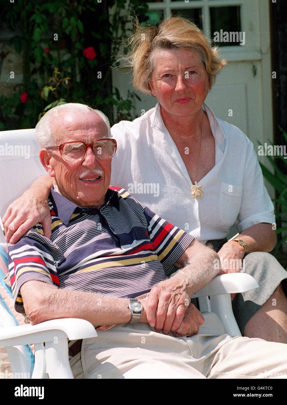 PA Library photo dated 01.06.94 : Normany : Major John Howard relaxes ...