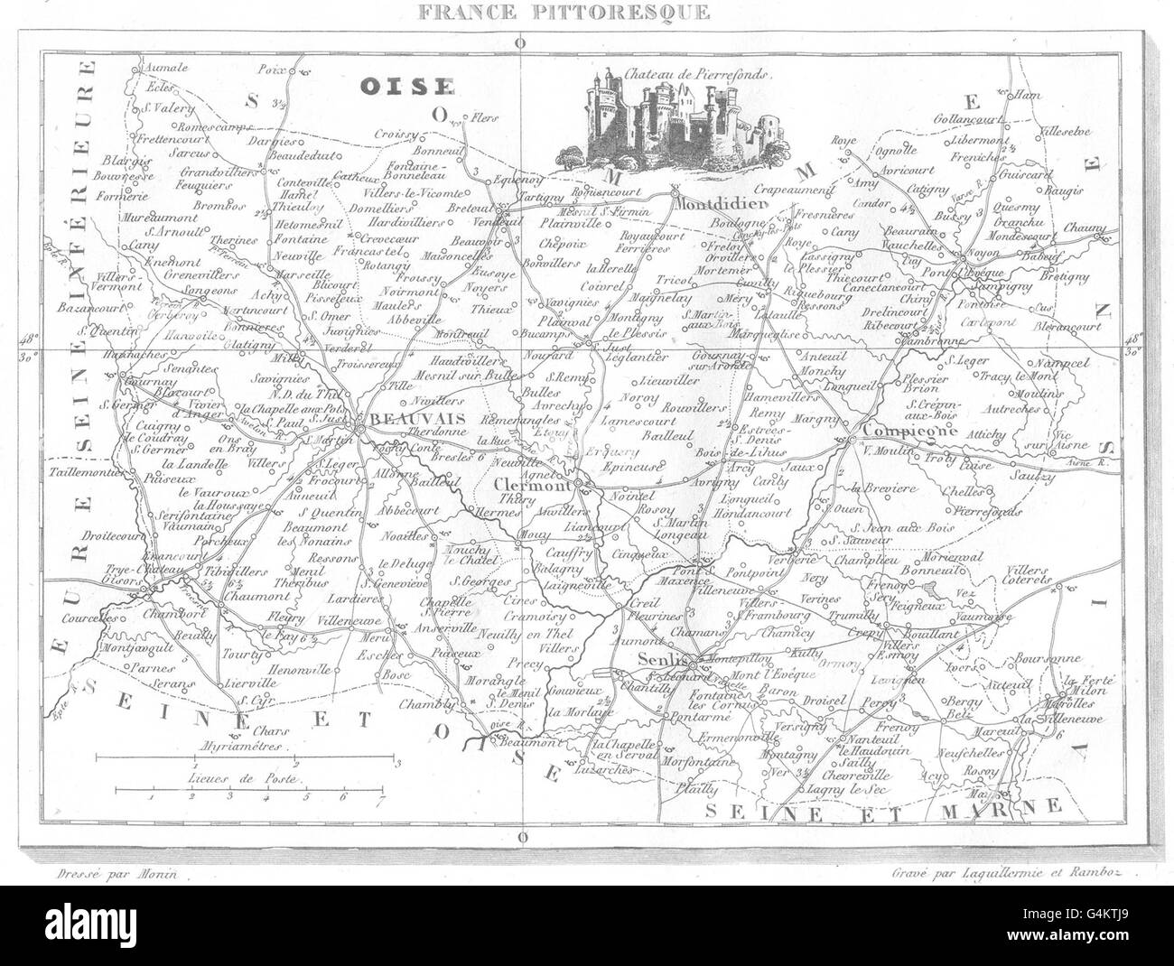 OISE: Département de l'Oise, 1835 antique map Stock Photo - Alamy