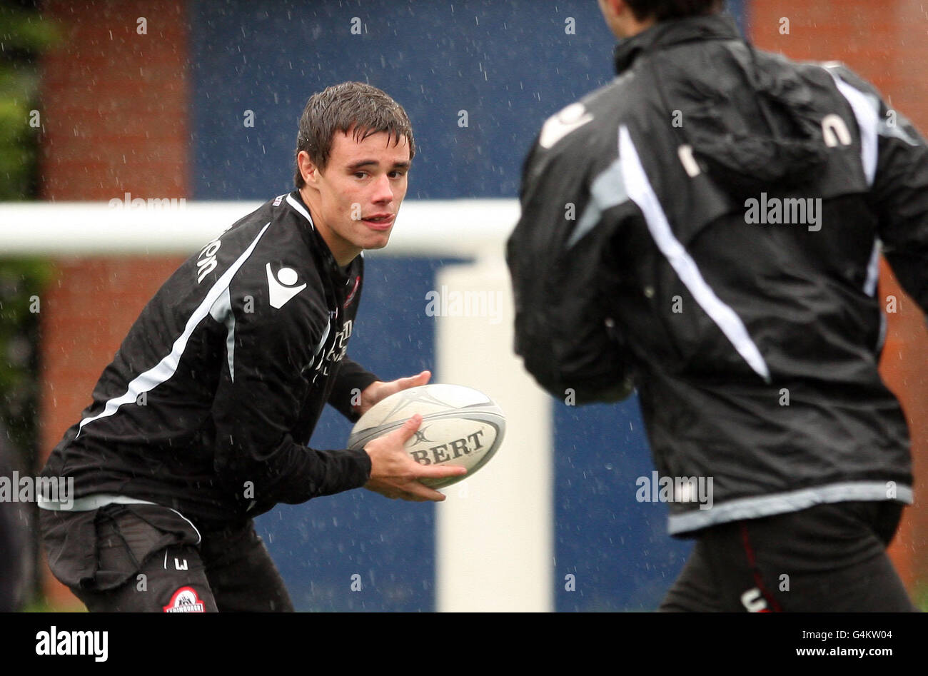 Edinburgh Rugby's Lee Jones (left) during the Rugby skills camp with ...
