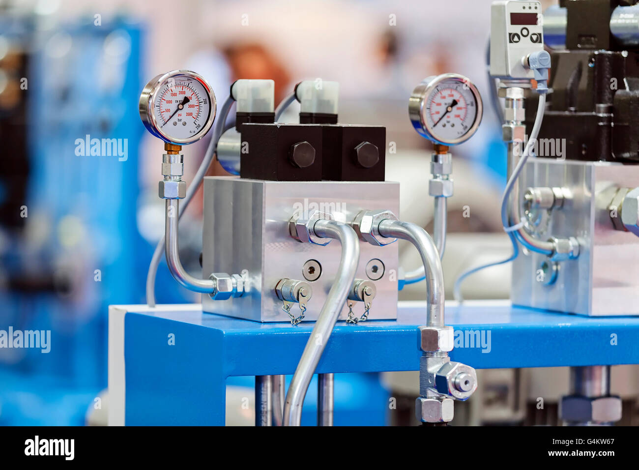 Focus on measuring apparatus device of engine for industry; note ...