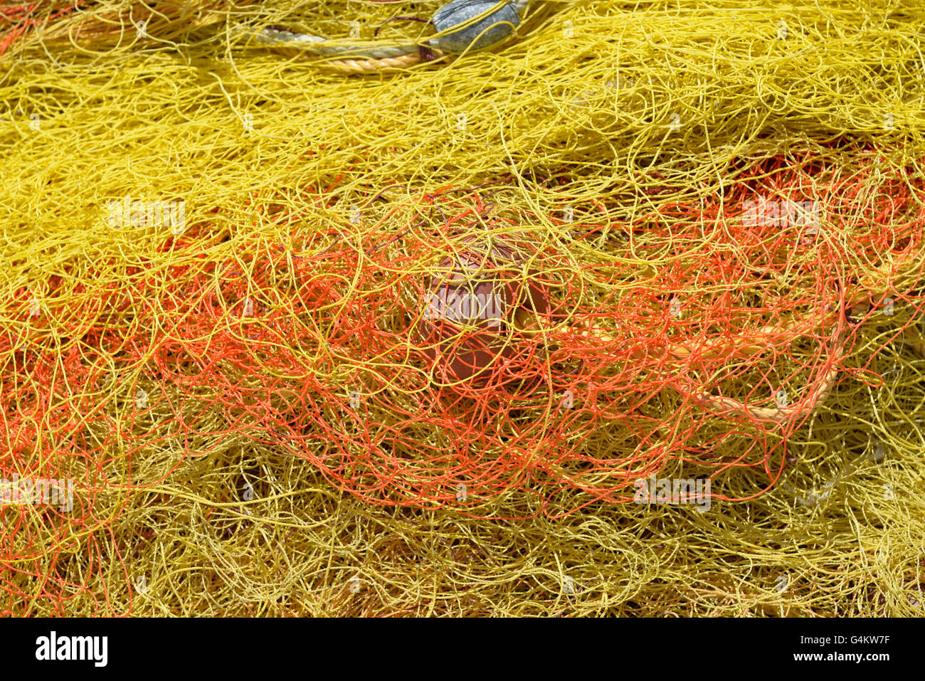 Close view of fishing nets at Panormos port in Tinos island, Greece ...