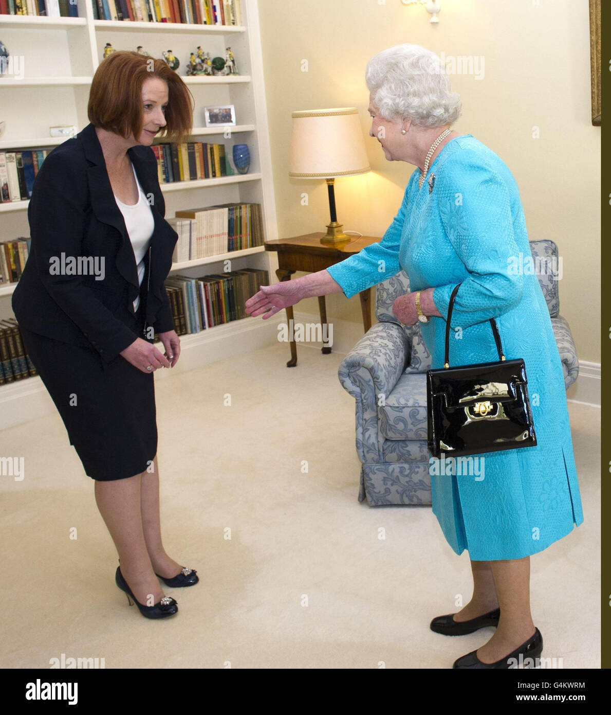 Queen elizabeth ii meets the prime minister of australia hi-res stock ...