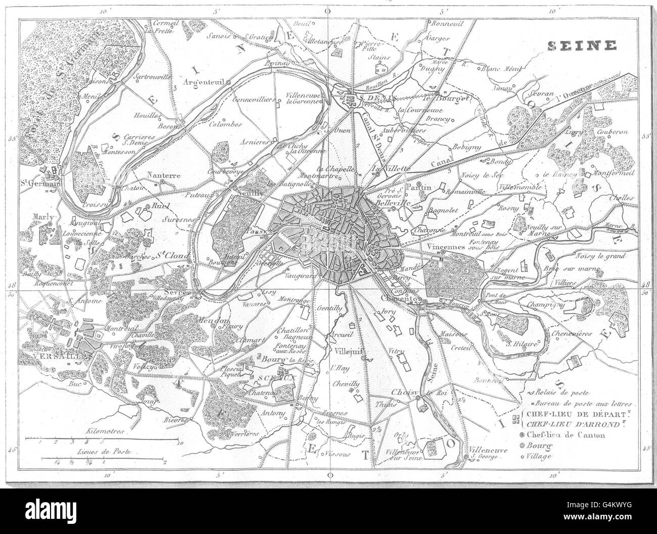 Map of paris france Black and White Stock Photos & Images - Alamy