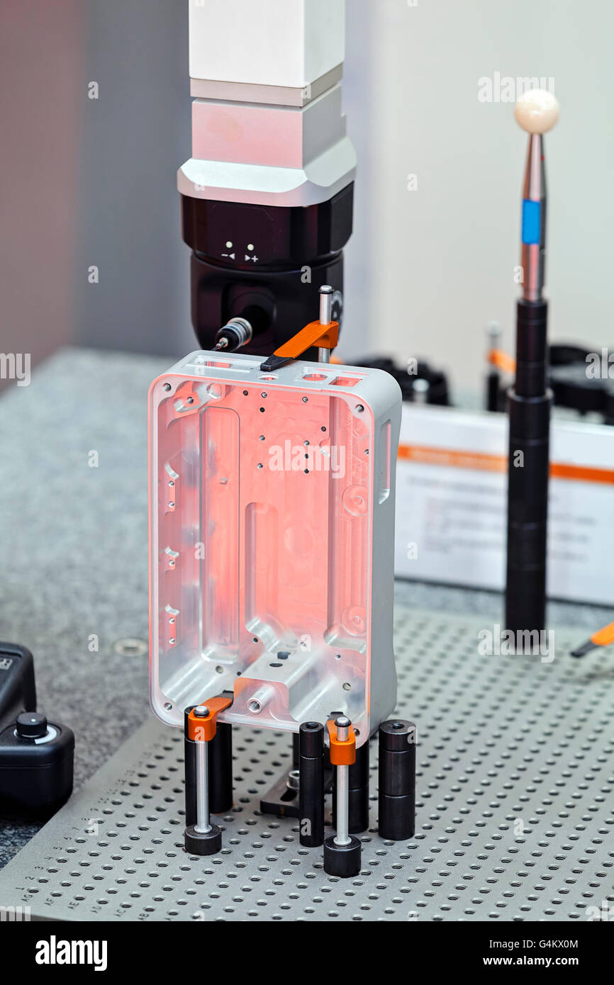 Closeup new design of parts for machine on exhibition show; note ...