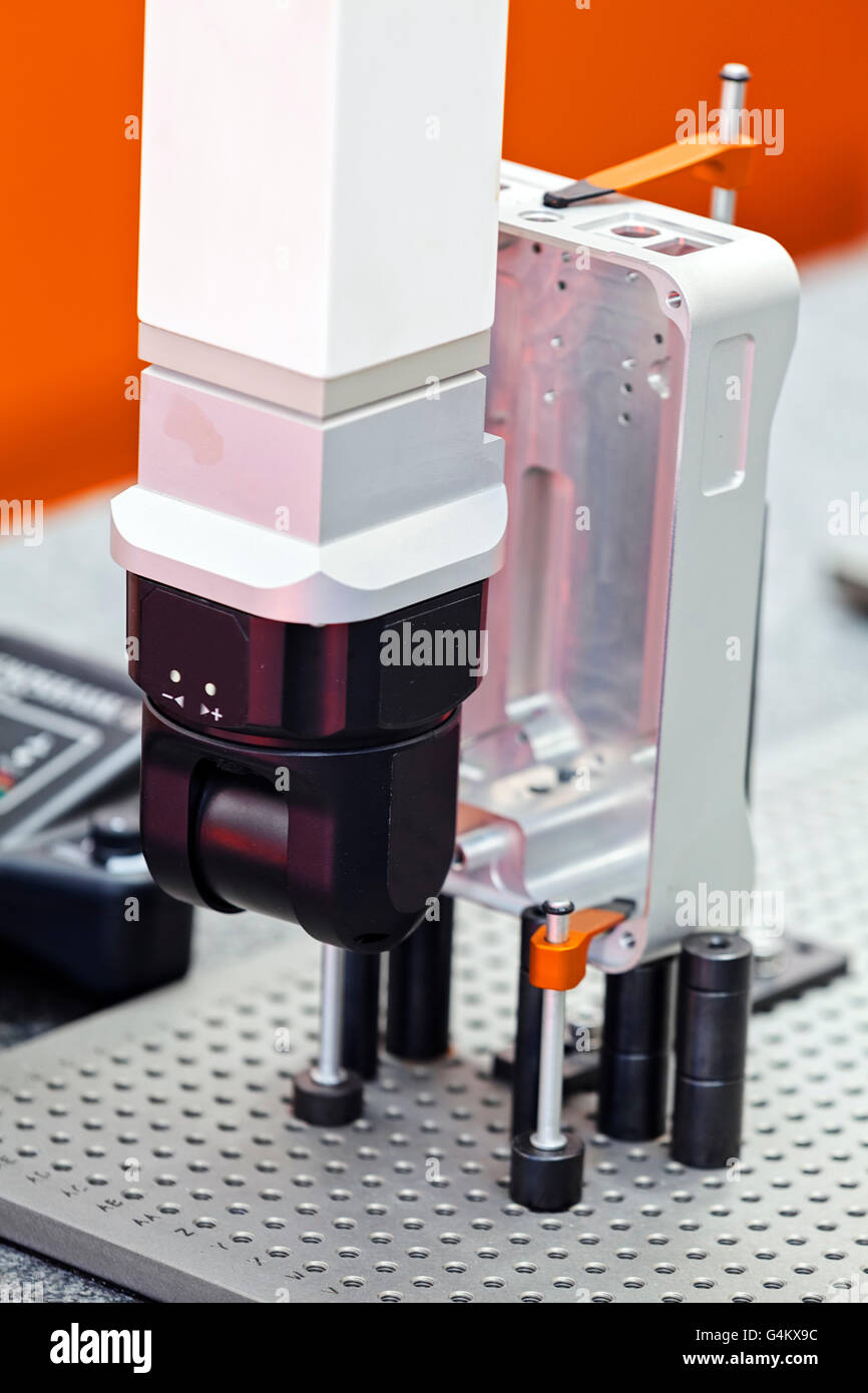 Closeup new design of parts for machine on exhibition show; note ...