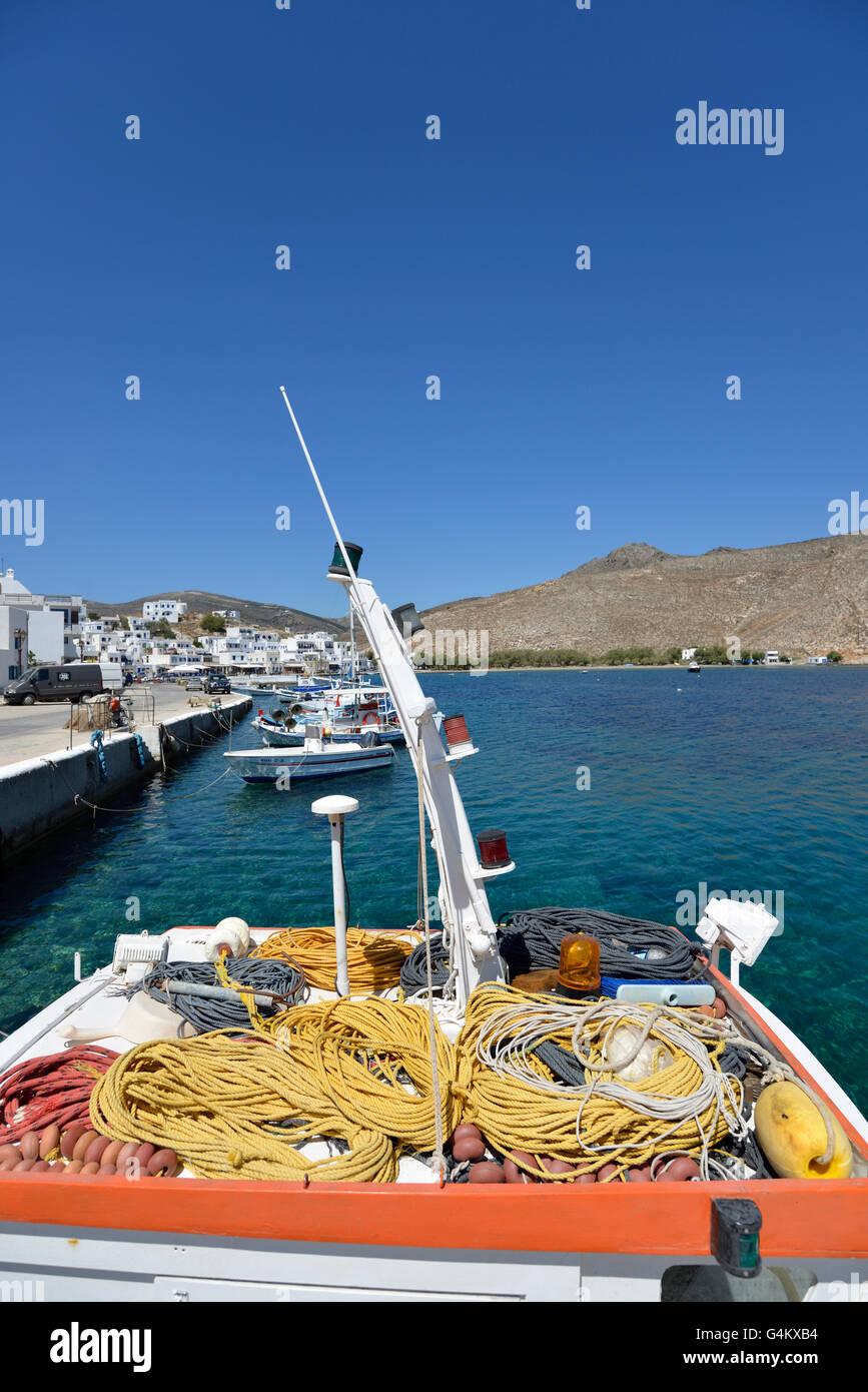 Fishing boat at Panormos port in Tinos island, Greece Stock Photo - Alamy