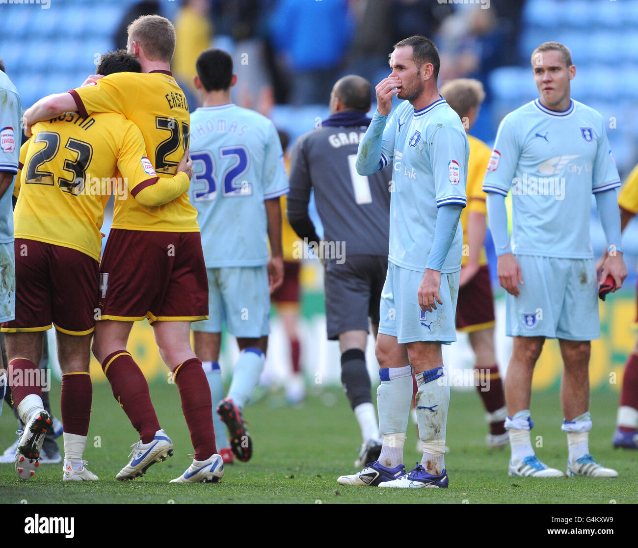 Coventry City's David Bell shows his dejection after the final whistle ...