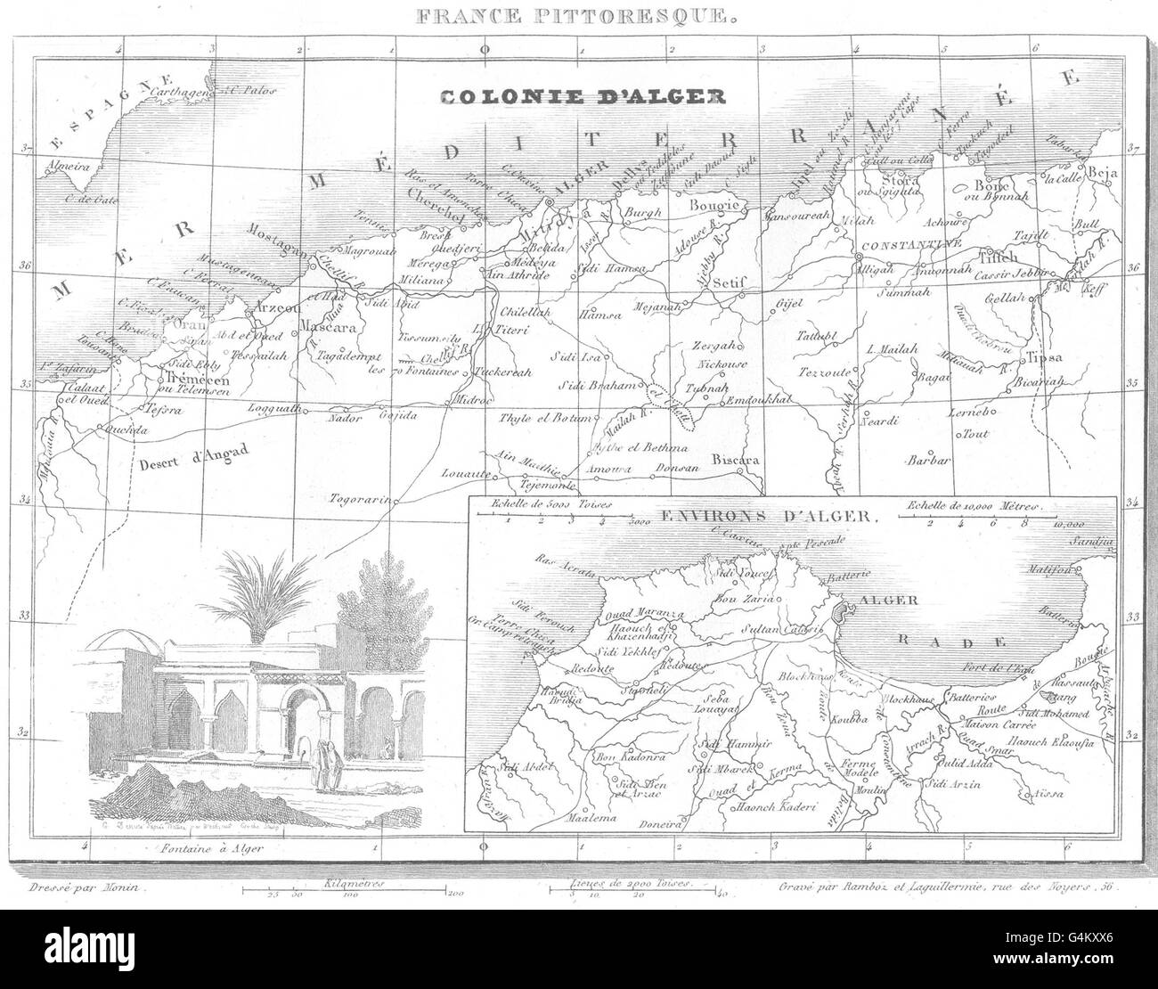 ALGERIA: État d'Alger: Colonie D'Alger, 1835 antique map Stock Photo ...