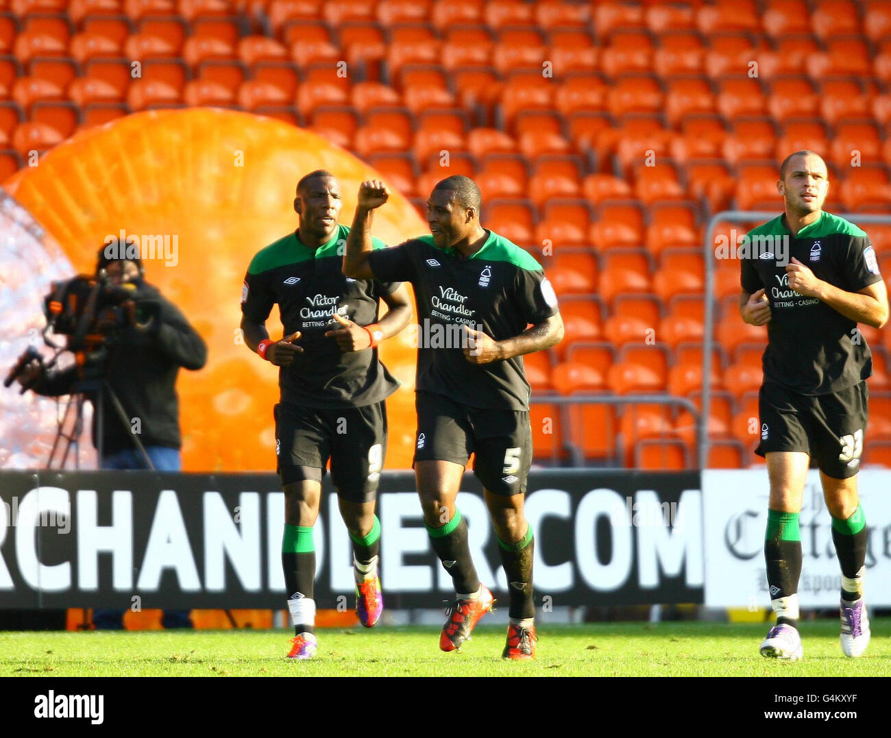 Nottingham Forest's Wes Morgan celebrates scoring the first goal during ...
