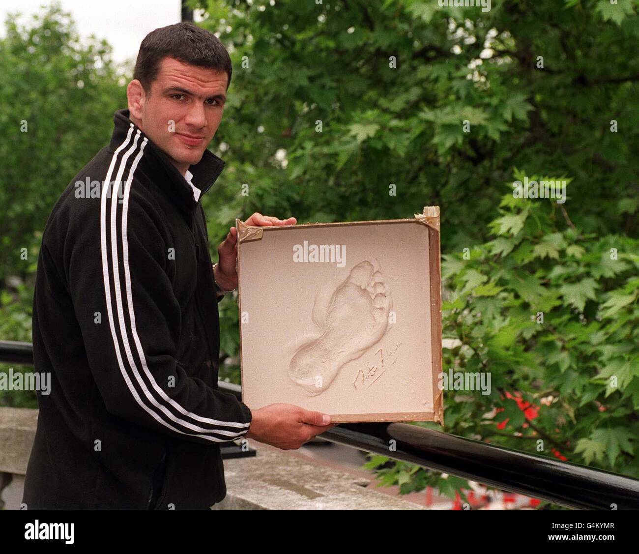 England and British Lions rugby star Martin Johnson displays his ...