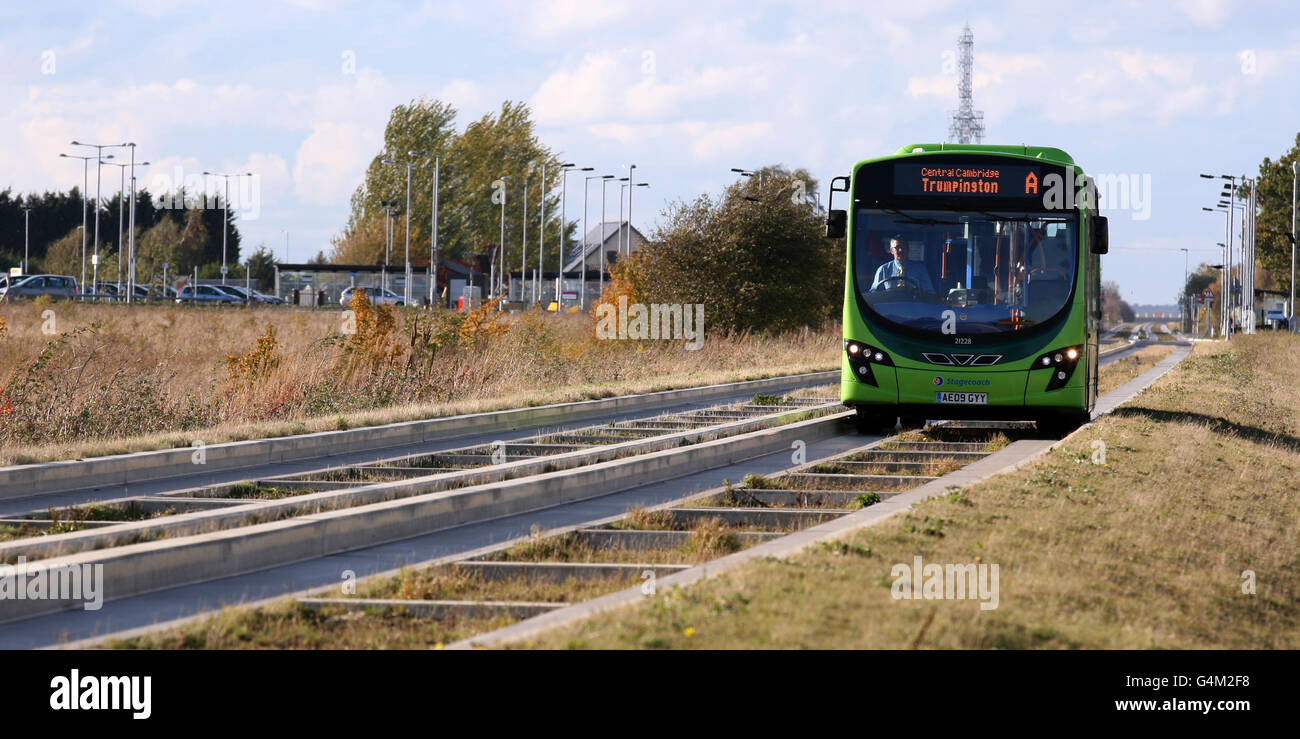 General view of the Cambridge Guided Busway at Longstanton ...