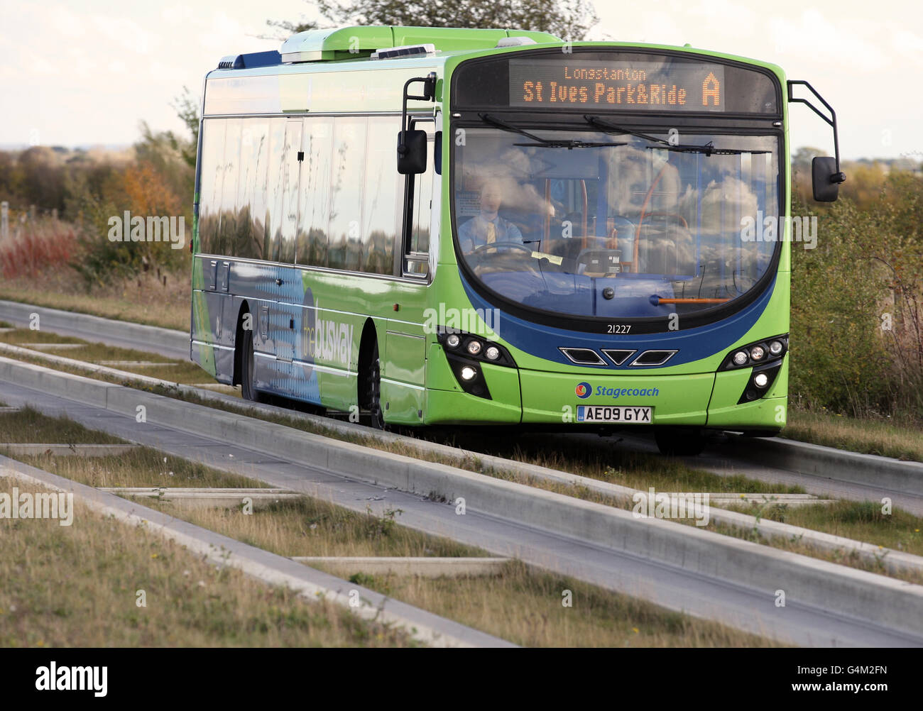 General view of the Cambridge Guided Busway at Longstanton ...