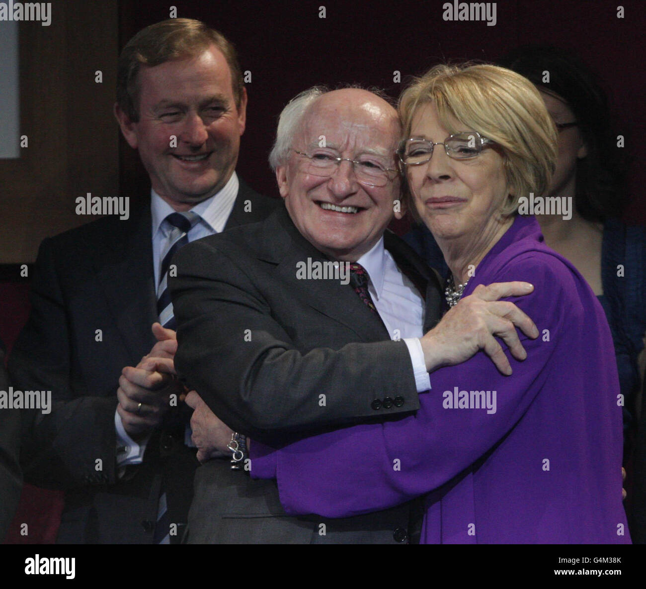Ireland's President elect, Michael D Higgins, is hugged by his wife ...
