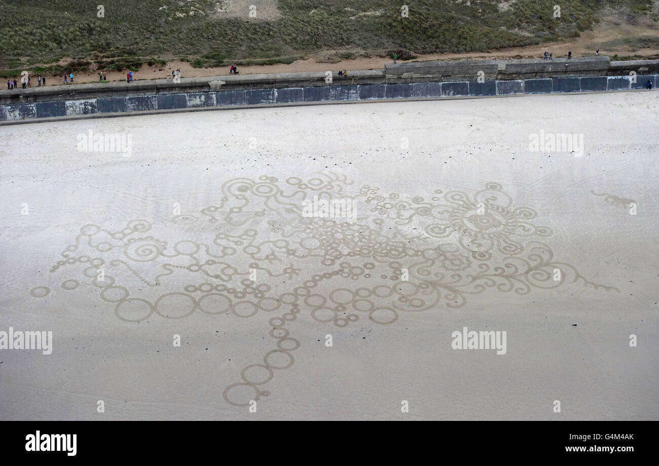 Beach art by Jersey beach artist Andy Coutanche in St Ouen's Bay for ...
