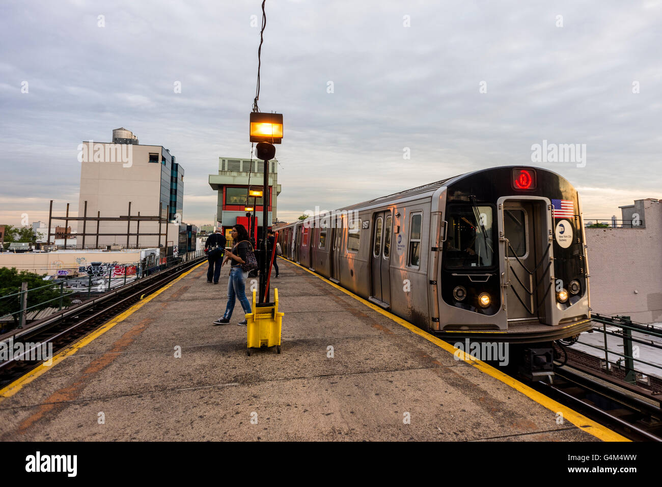 Astoria, NY, USA - End of the line at Ditmas Bouldvard elevated subway ...