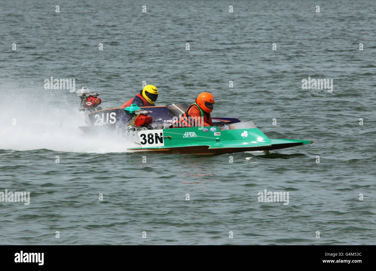 Boat 38N leads 2US. Outboard Hydroplane boat races. Dayton Record Runs ...