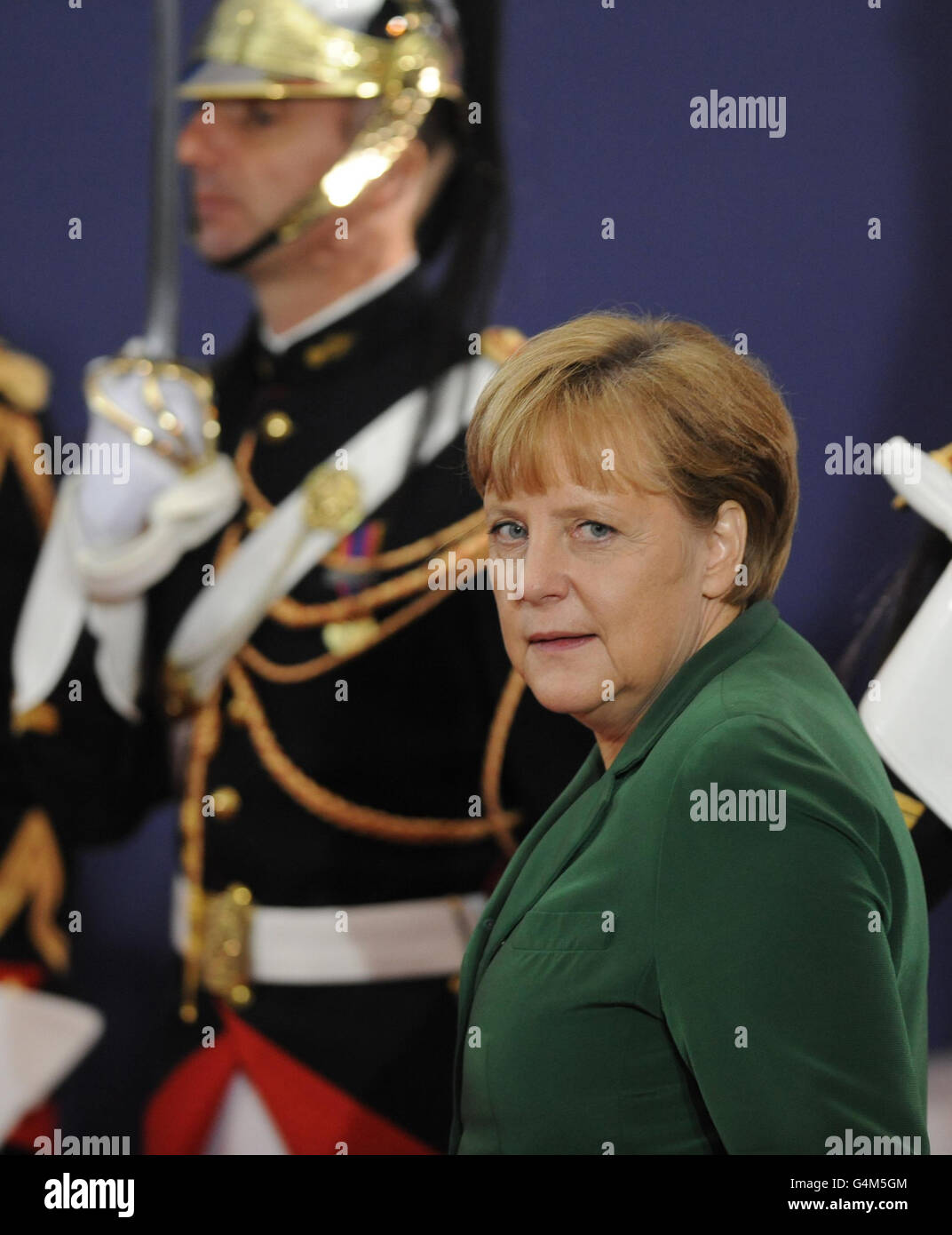 German Chancellor Angela Merkel arrives to host a dinner at the end of ...