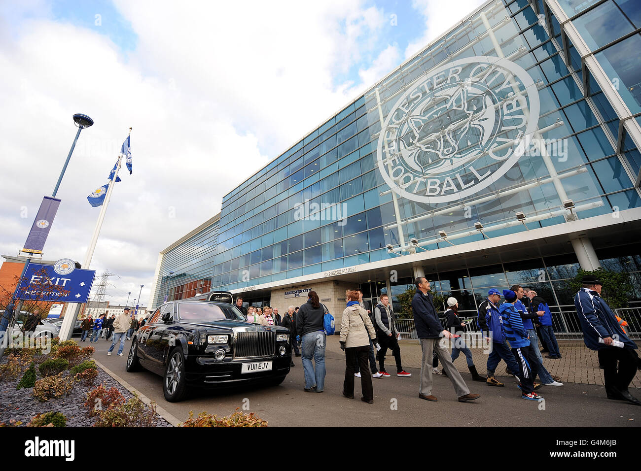 General view of fans making their way to the King Power Stadium prior ...